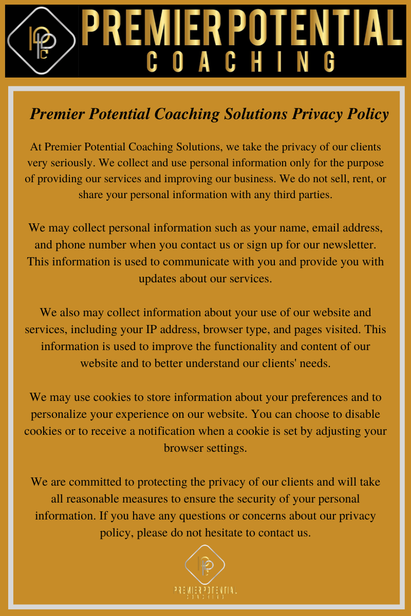 Premier Potential Coaching Solutions Landing Page